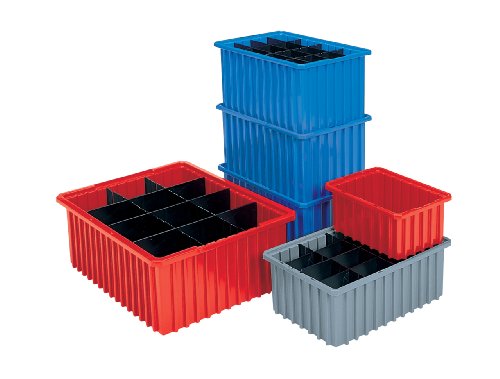 Akro-Mils 33226 Akro-Grid Plastic Slotted Dividable Modu Box Stackable Grid Storage Tote Container, (22-3/8-Inch L x 17-3/8-Inch W x 6-Inch H), (4 Pack), Red