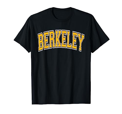 Berkeley California CA Varsity Style Amber Text T-Shirt