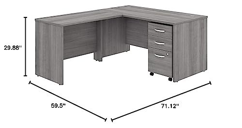 Bush Business Furniture Studio C Collection Desk, Return, Hutch and 3 DWR Mobile Pedestal, Platinum Gray