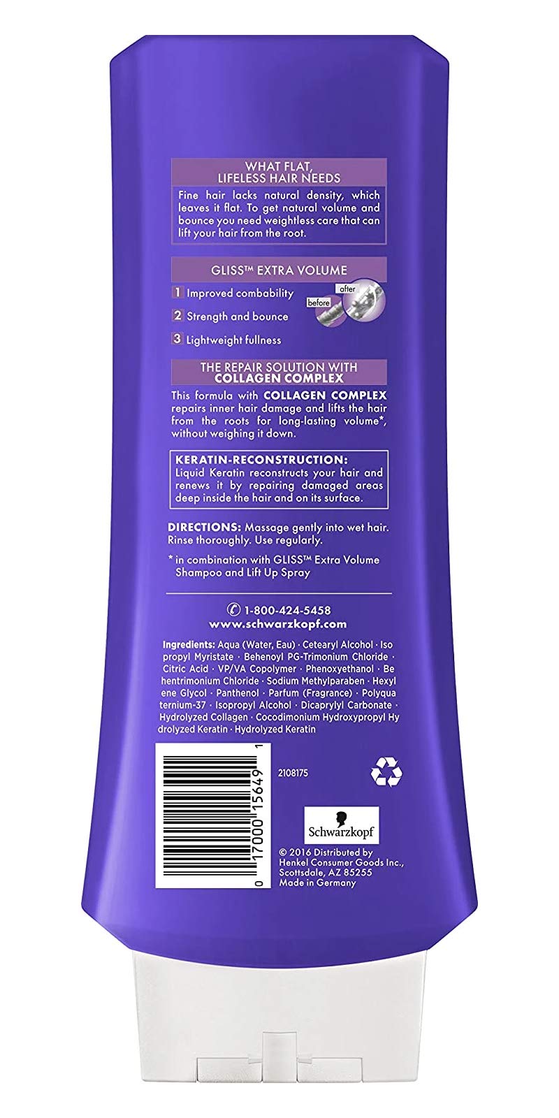 Gliss Conditioner Extra Volume 13.6 Ounce (400ml)