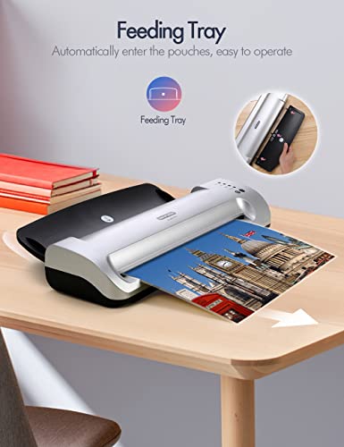 Sinopuren Thermal Laminator Machine and Laminating Pouches Bundle, 13-inch Wide Lamination 3mil 100pack, Letter Size, with Paper Trimmer, Corner Rounder, Quick Warm-Up, Cold and Hot