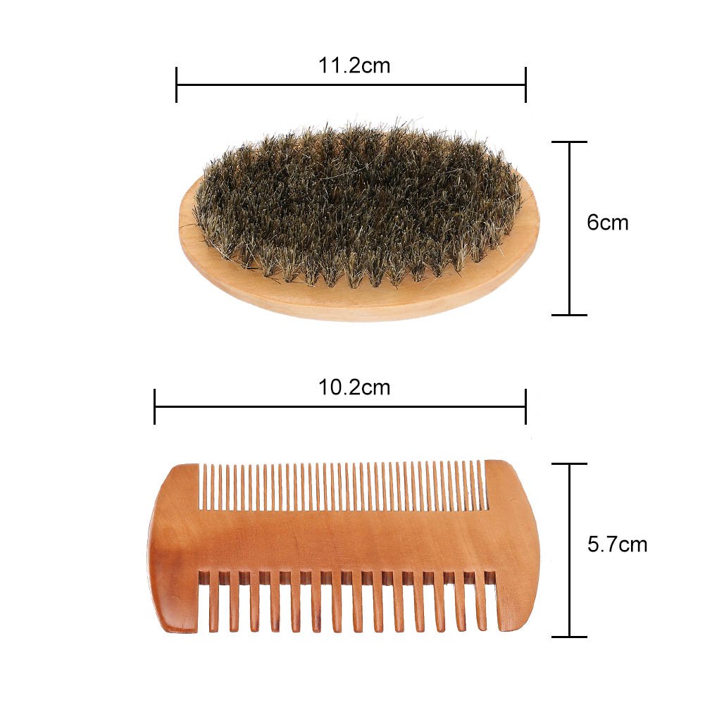 Men's Beard and Mustache Care Kit - Oval Brush, Comb, Grooming Tools for Softening, Conditioning, and Cleaning
