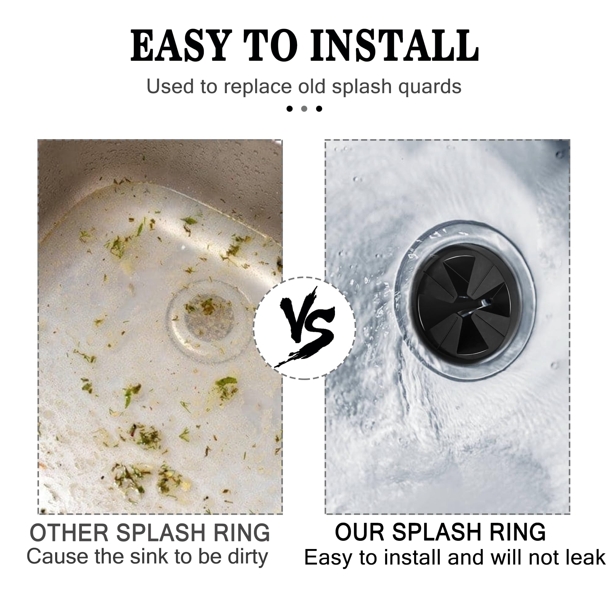 Garbage Disposal Splash Guards, 2-Pack Upgraded for InSinkErator Evolution Series QCB-AM Sink Baffle Drain Cover, Removable Quiet Collar Drain Plugs, Garbage Disposer Accessories 3 3/8" (Black 2 pcs)
