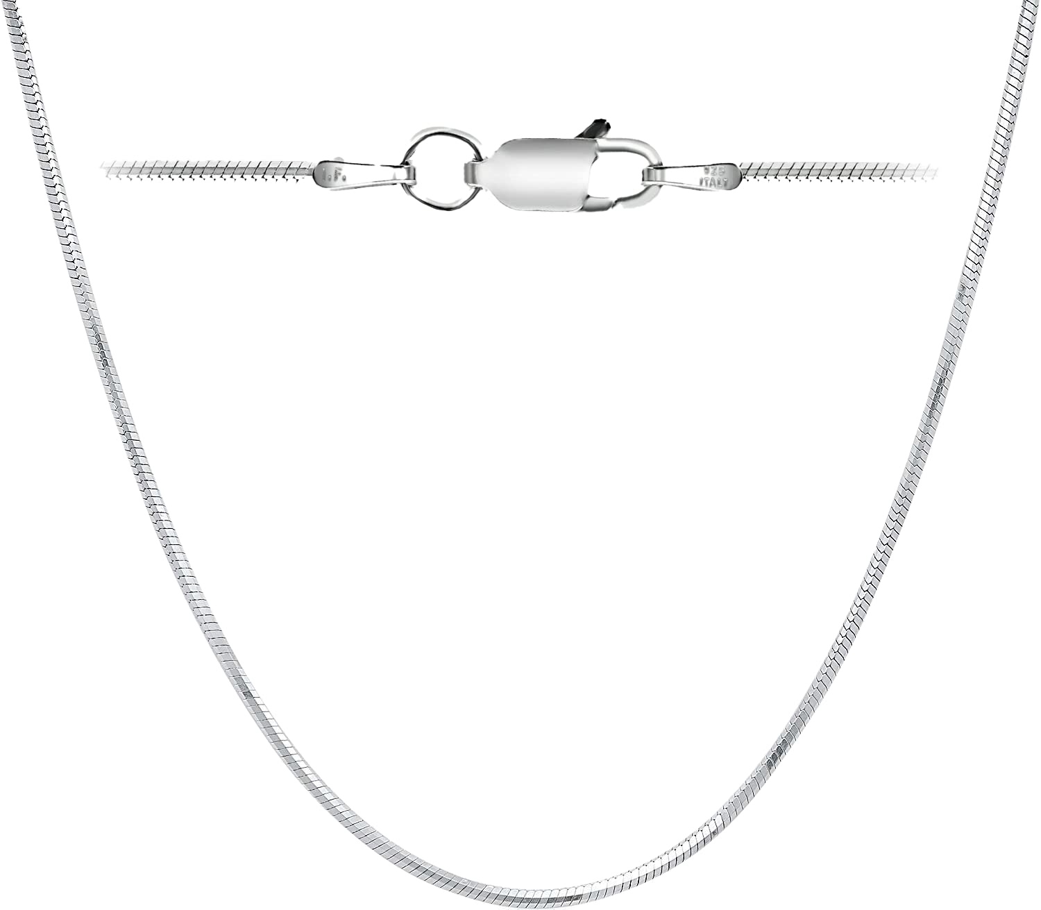925 Sterling Silver Italian 1mm Magic Snake Chain Crafted Necklace Lightweight Strong - Lobster Claw Clasp With Extra Clasp (sterling-silver, 18 Inches)