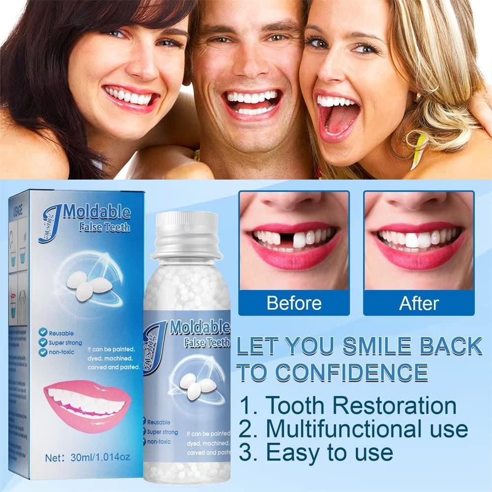 Aioweika Moldable Dental Care Glue for Filling Missing, Broken Teeth, Crowns and Bridges Temporary Teeth Replacement DIY Heat Fit Beads