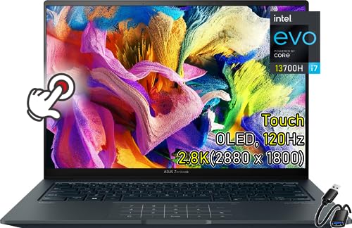 Asus Zenbook 14.5/in 2.8K(2880 x 1800) 120Hz OLED Laptop, 14-Core i7-13700H Evo, 100 Percent DCI-P3, WiFi 6E, 2X Thunderbolt 4, Harman Kardon, Widnows 11, w/Mousepad (16GB LPDDR5 RAM | 1TB PCIe SSD)