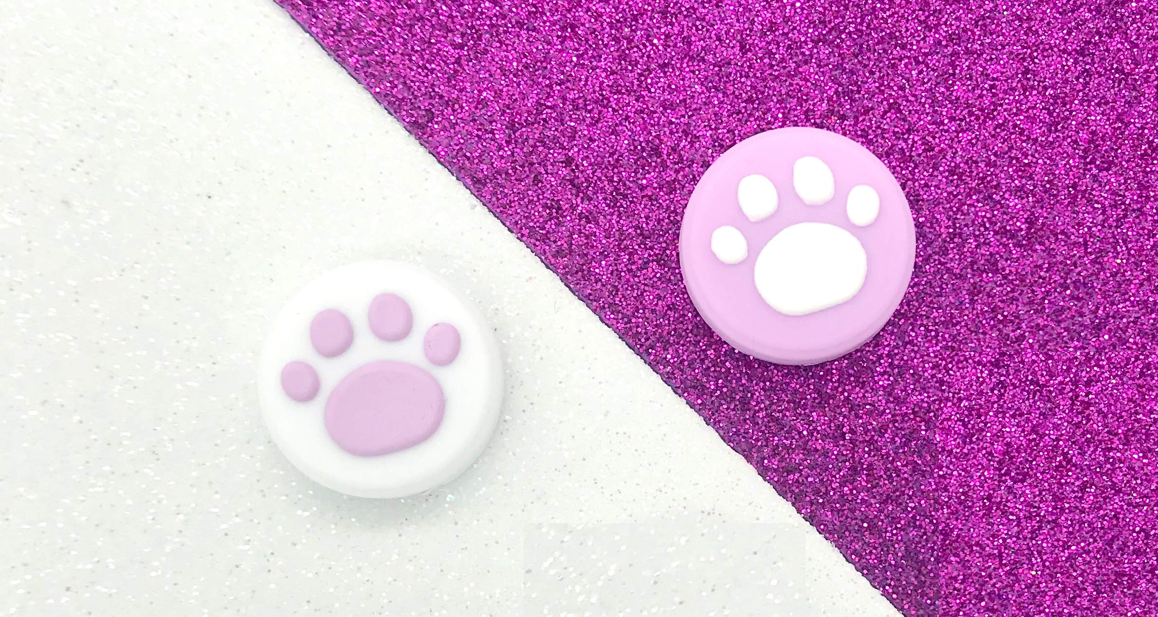 BelugaDesign Paw Thumb Grip Caps | Compatible with Nintendo Switch Standard Lite OLED | Cute Kawaii Animal Joystick Cap, Soft Silicone Cover for Controller | Pack of 4 (Purple)