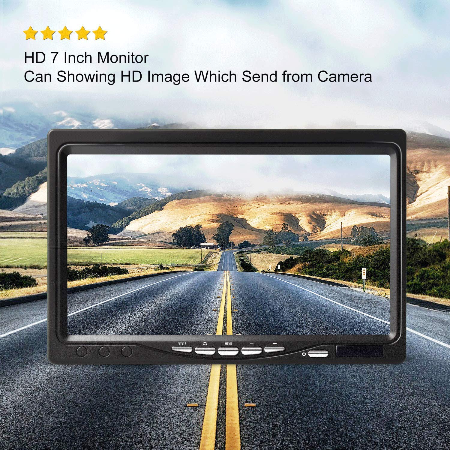 3RD Brake Light Rear View Backup Parking Reversing Camera with 7.0 Inch LCD Monitor Kits for Transporter NV 1500 2500 3500 NV Cargo Van(2012-2019)