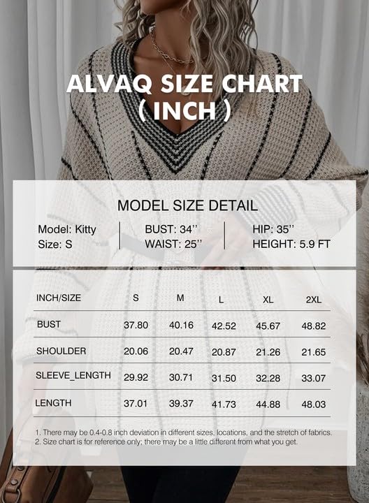 AlvaQ Women Sweaters Winter Fall Fashion Color Block Striped Sweaters Casual Long Sleeve V Neck Pullover Knit Jumper Tops Gray Medium