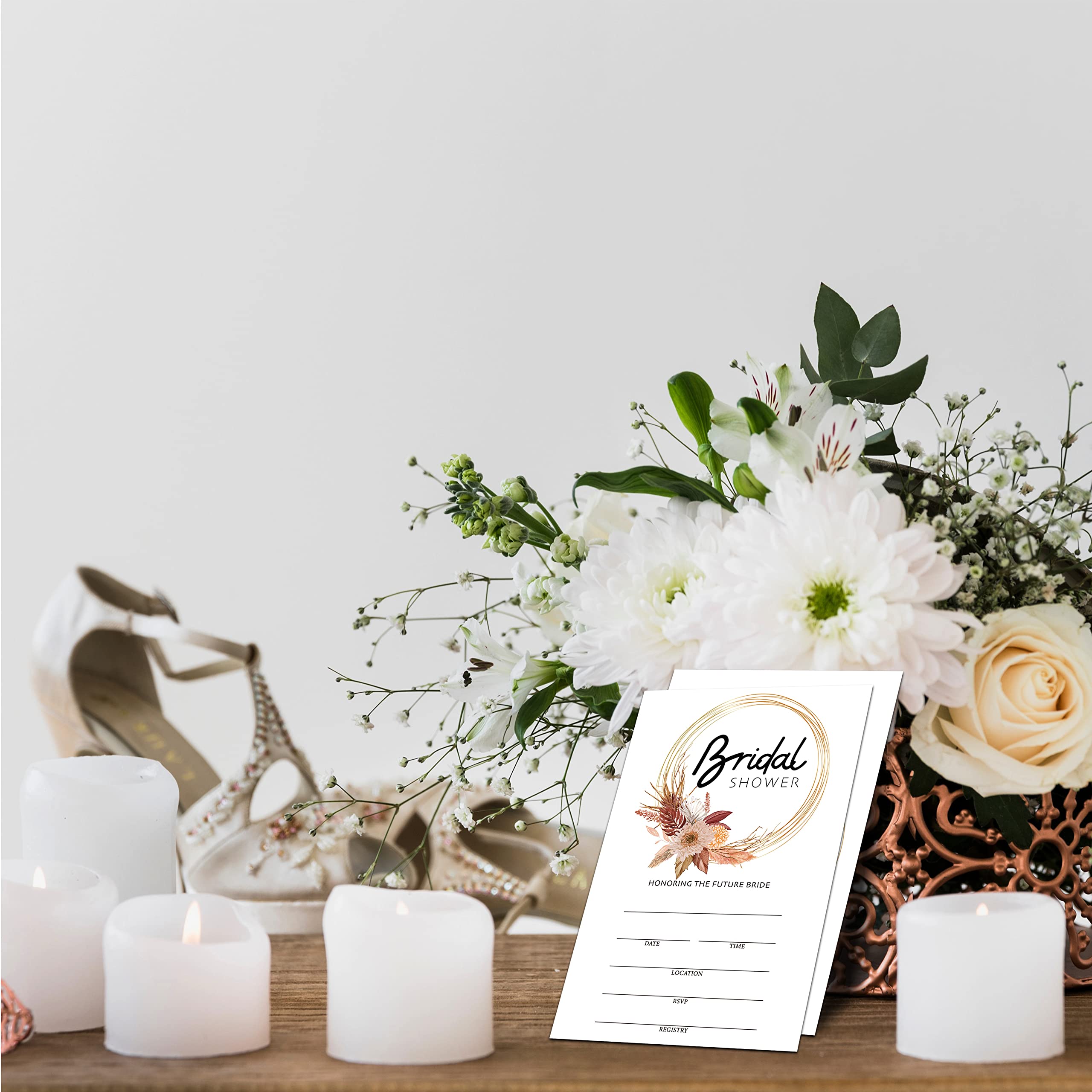 Pampas Grass Bridal Shower Invitations with Envelopes, 25 Pcs Boho Tropical Desert Blank Fill-in Invites for Wedding Reception, Engagement Party, Bachelorette Party(15)