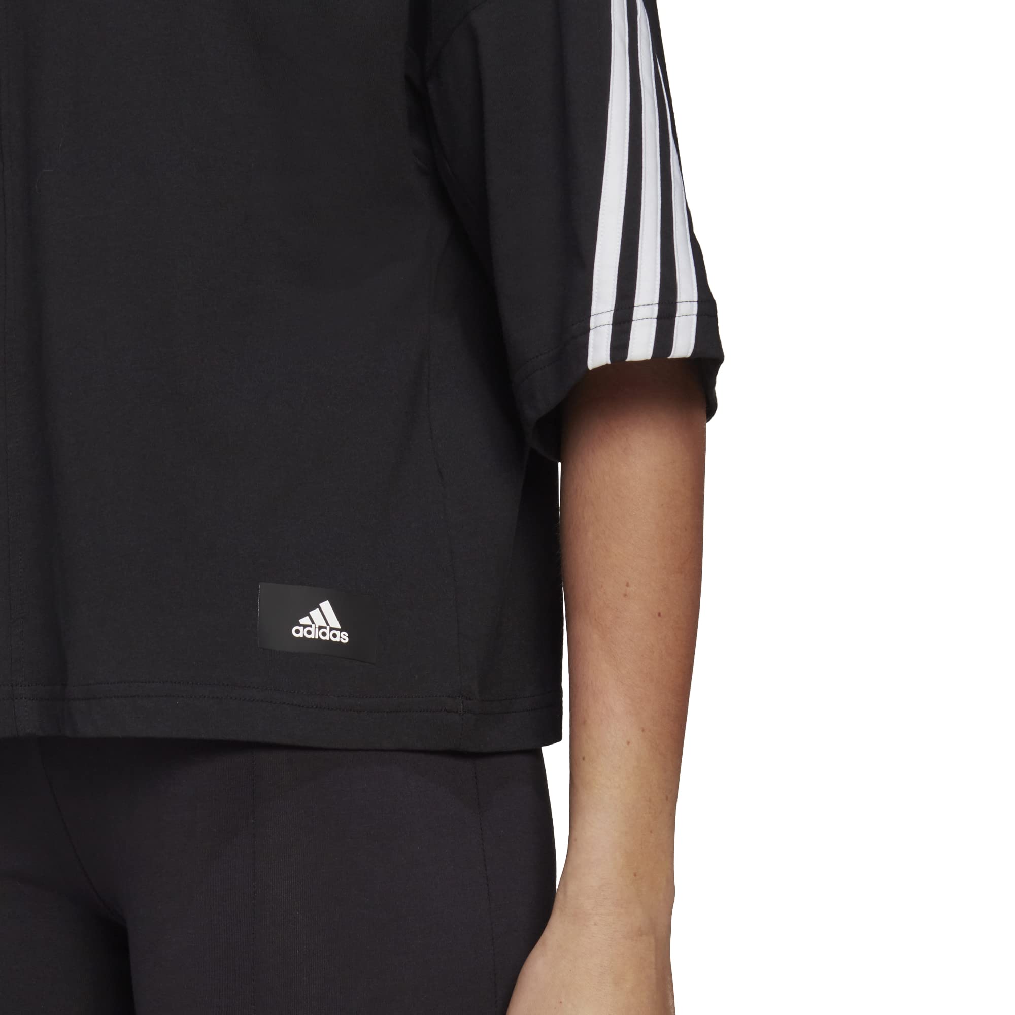 adidas womens 3-Stripes Tee Black/White X-Small