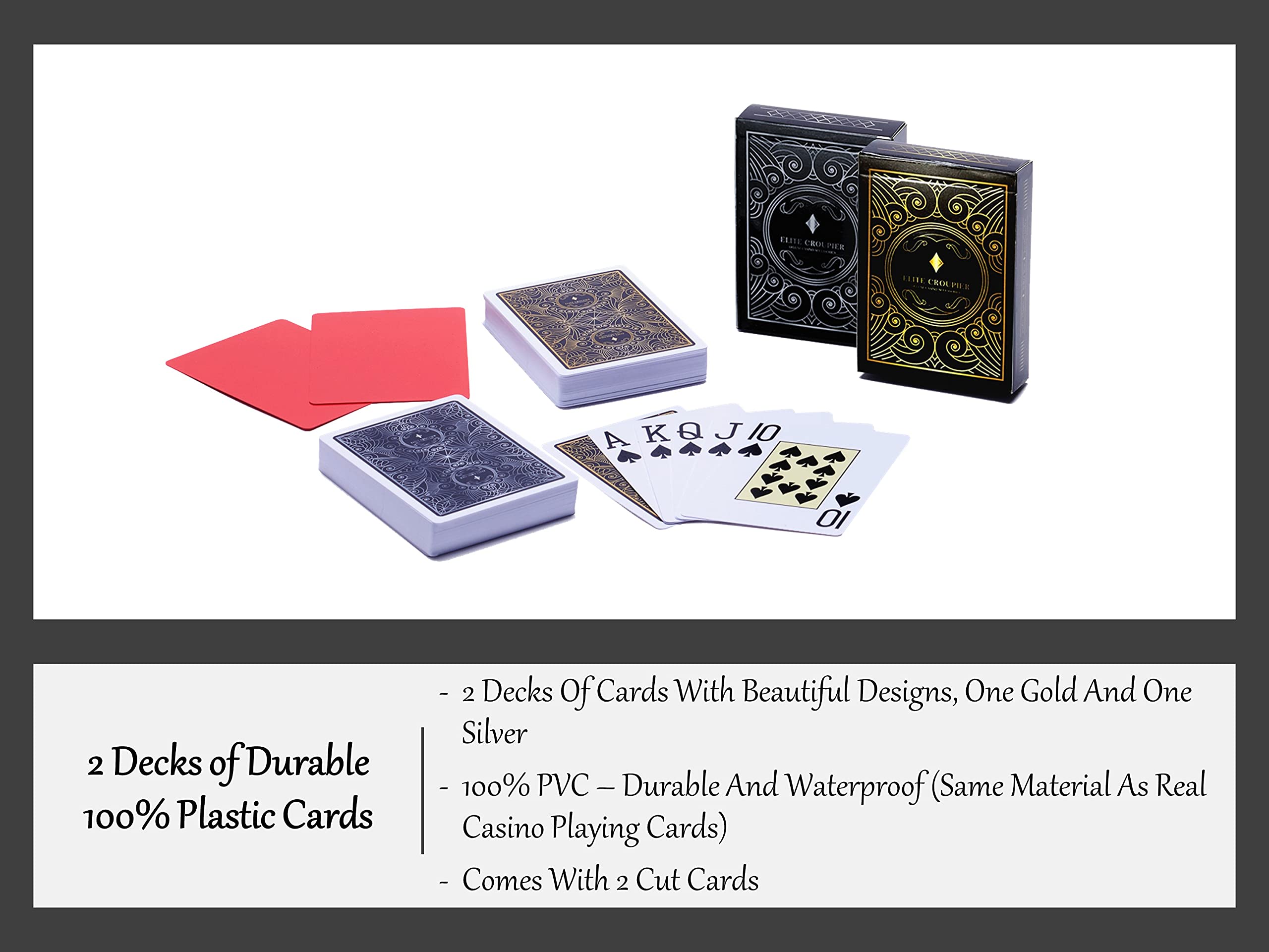 Deluxe 300 Poker Chips Set - Poker Set 300 Chips, Shock Resistant Case, 2 Tones Monte Carlo Poker Chips (14g Clay Poker Chips with Denominations, Casino Chips) 100% PVC Cards, Cut Cards, Blackjack Set