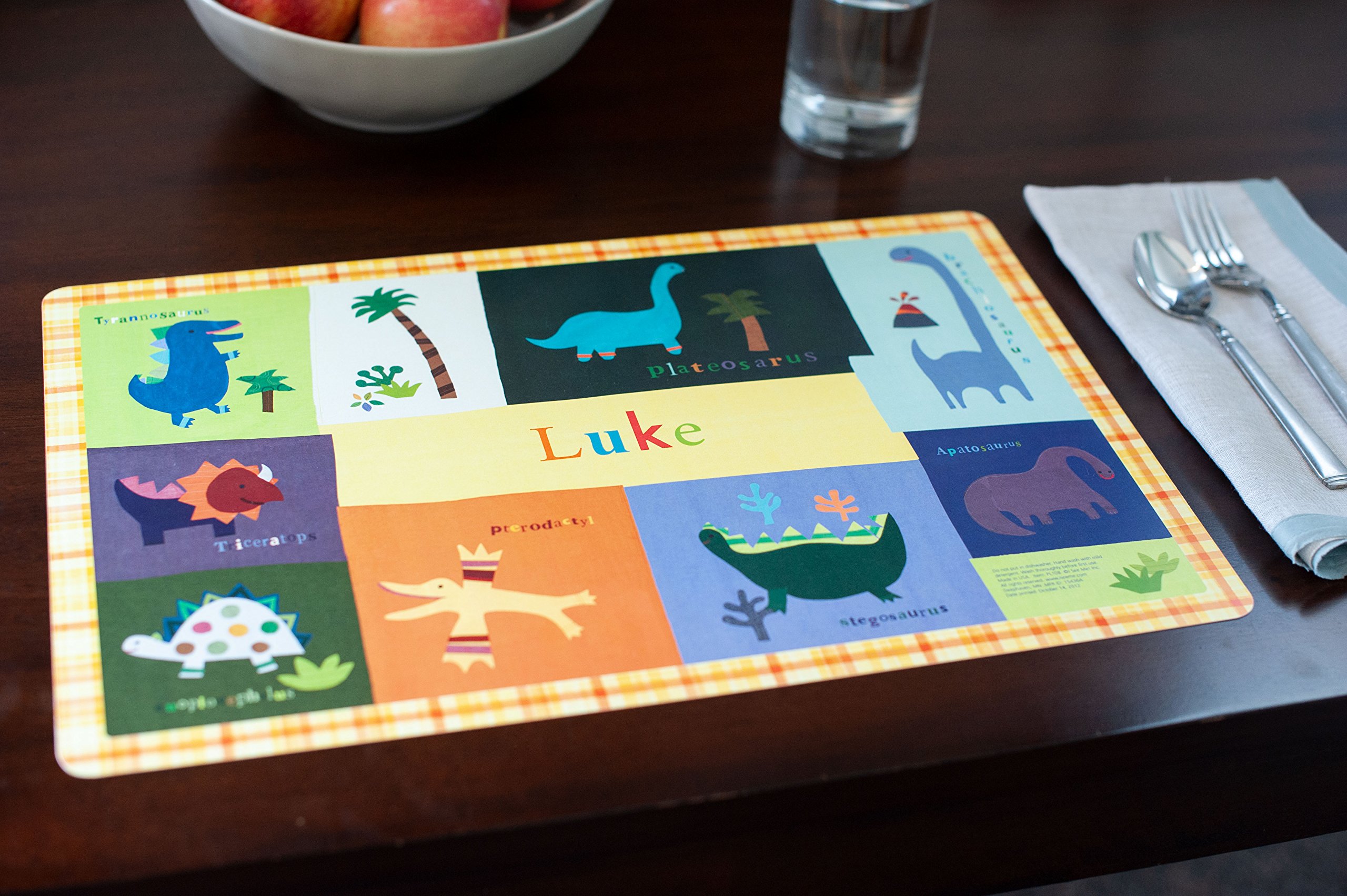 Personalized Placemat for Kids, Dinosaur - I See Me!