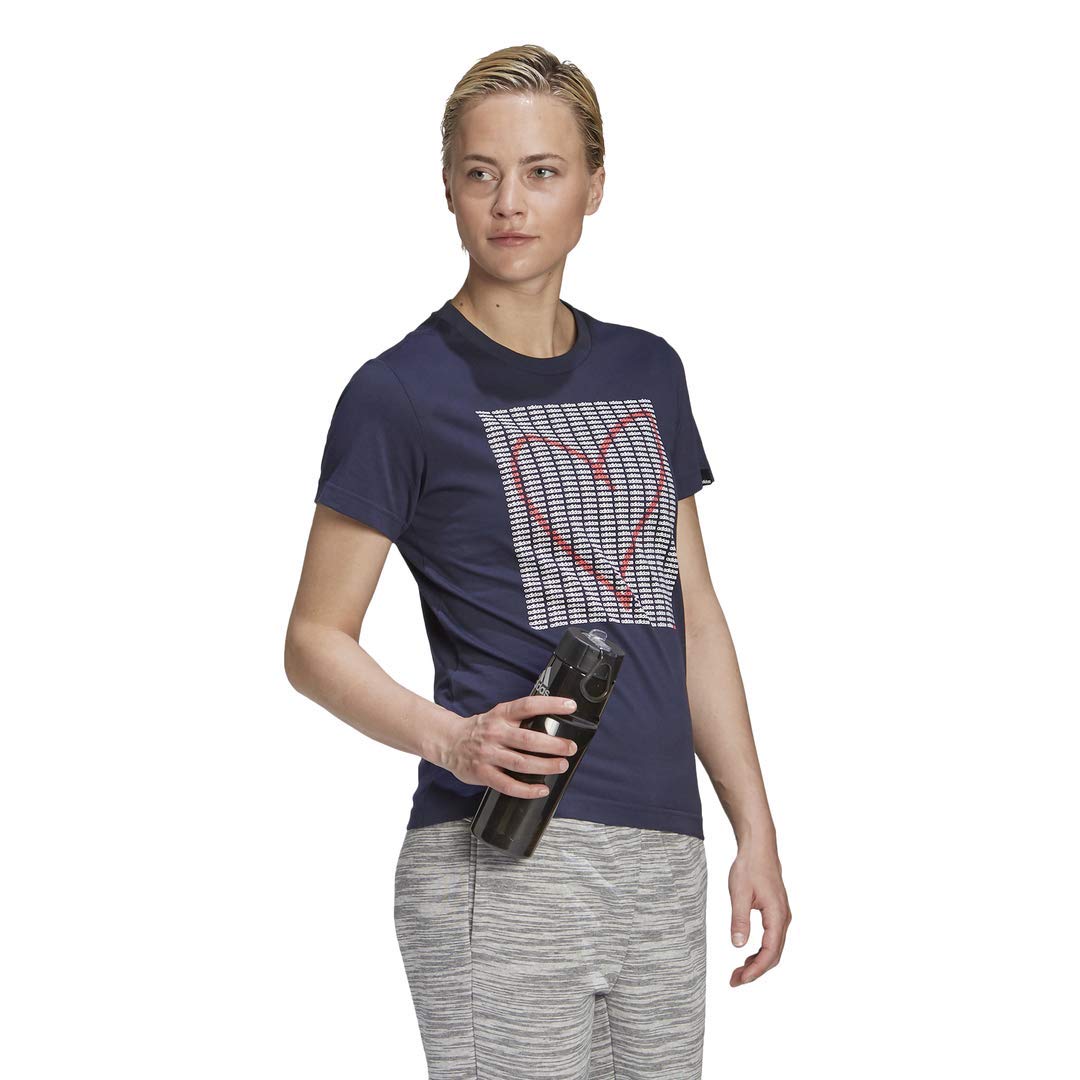 adidas womens Adi Heart Graphic Tee Ink Large
