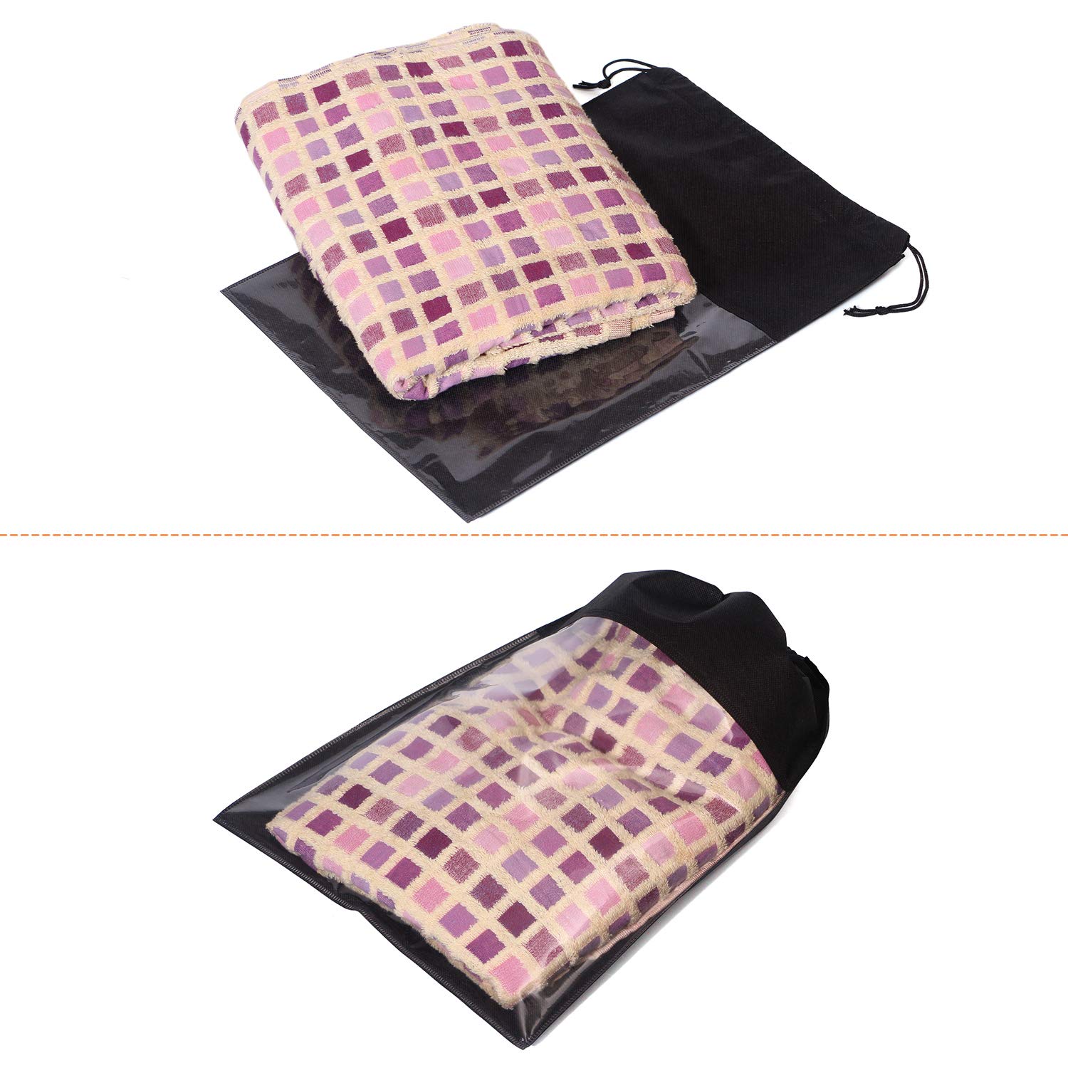 8 Pack Portable Shoe Bags for Travel Large Shoes Pouch Storage Organizer Clear Window with Drawstring for Men and Women Black