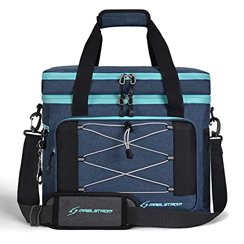 Maelstrom Collapsible Soft Sided Cooler - 60 Cans Extra Large Lunch Cooler Bag Insulated Leakproof Camping Cooler, Portable for Grocery Shopping, Camping, Tailgating and Road Trips,Navy Blue