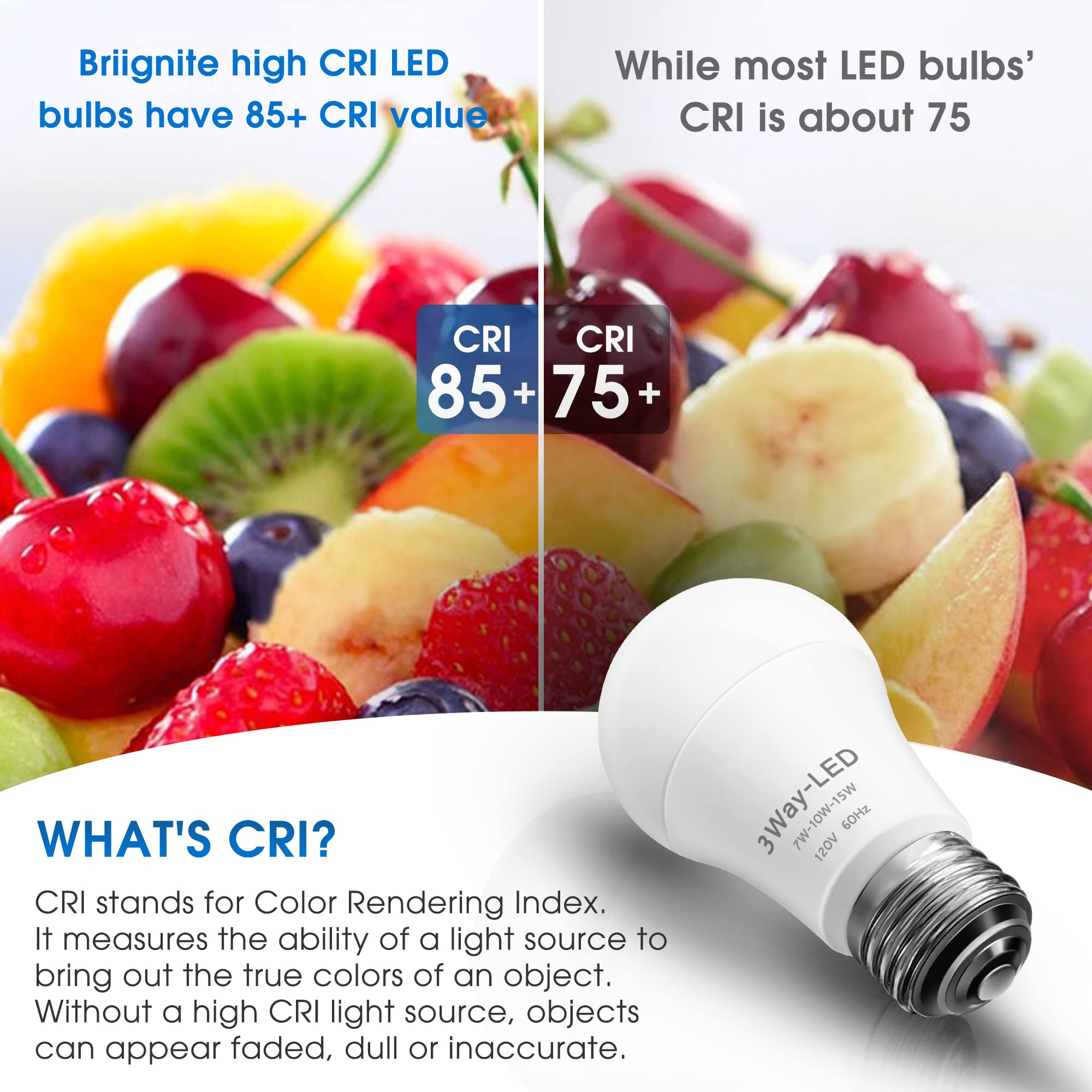 LED Light Bulbs, ๐ ๐๐๐ฒ ๐๐๐ ๐๐ข๐ ๐ก๐ญ ๐๐ฎ๐ฅ๐๐ฌ 50 100 150W Equivalent, Briignite 3 Way Light Bulbs, Three Way A19 Light Bulbs E26 Medium Base, Daylight White 5000K, 500lm-1000lm-1500lm, 2Pack