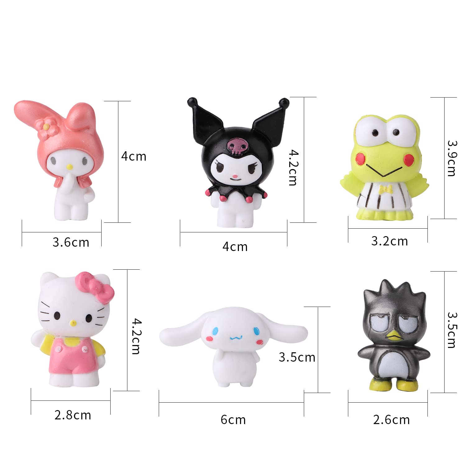 6 Pack Cute Cartoon Birthday Cake Topper, Kids Birthday Party Supplies Decorations,Bouquet,Charms