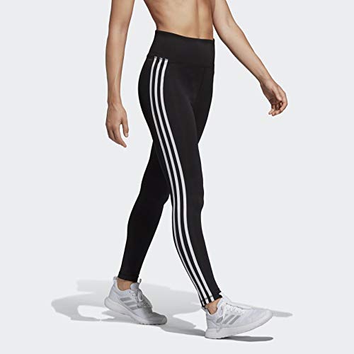 adidas womens Designed 2 Move 3-Stripes High-Rise Long Tights Legacy Blue/Signal Pink Large