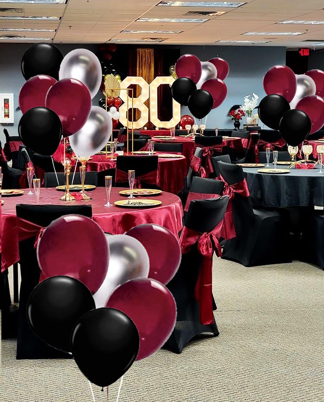 Graduation Decorations Maroon Black 2024/Burgundy Black Graduation Party Decorations/Maroon Black Balloons 60Pcs Burgundy Black Maroon Birthday Party Decorations