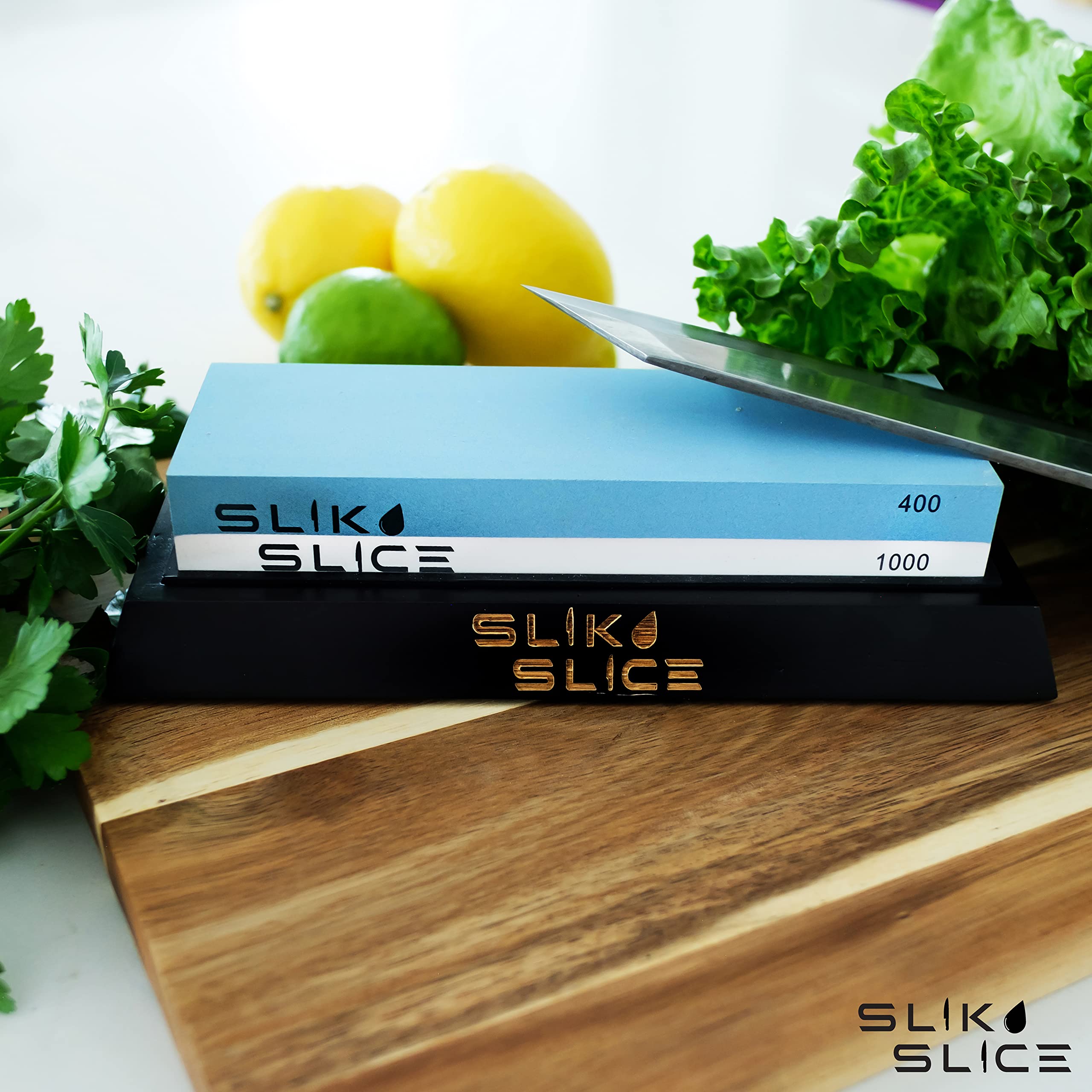 All-In-One Professional Grade Whetstone Knife Sharpening Stone Set - Premium Dual Grit 400/1000 3000/8000 With Bamboo Base, Fixed Angle Guide, Polishing Compound, Leather Strop & More!