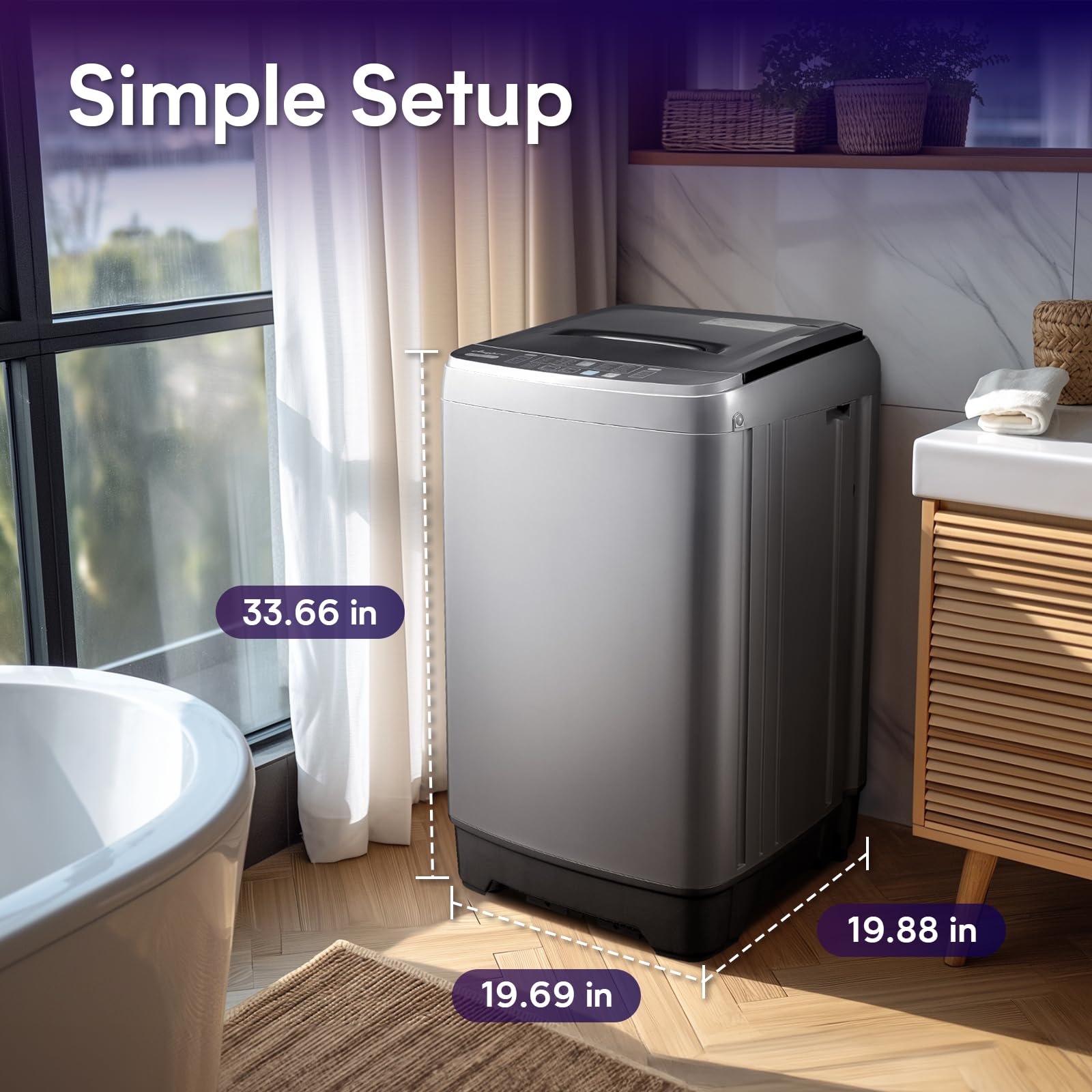 Anypro Small Portable Washing Machine 13LBS Portable Washer Machine with Drain Dump, 10 Programs/8 Water Levels/LED Display Full Automatic Mini Laundry Machine, Lavadora Portatil for Apartment RV Dorm