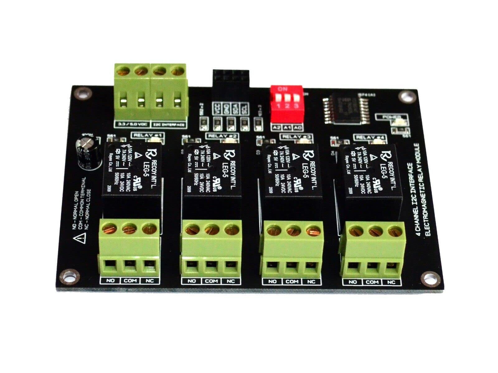4 Channel I2C Electromagnetic Relay Module Compatible with Arduino, Raspberry and MCU 3.3V 5.0V iot Chip on Boards is Either PCF8574 or PCF8574A
