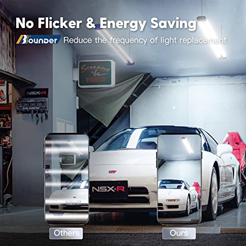 BBOUNDER 16 Pack Linkable LED Utility Shop Light, 4 FT, 6500K Cool Daylight, 4400 LM, 48 Inch Integrated Fixture for Garage, 40W Equivalent 250W, Surface + Suspension Mount, Black