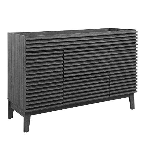 Modway Render 47" Plastic and Wood Bathroom Vanity Cabinet in Charcoal