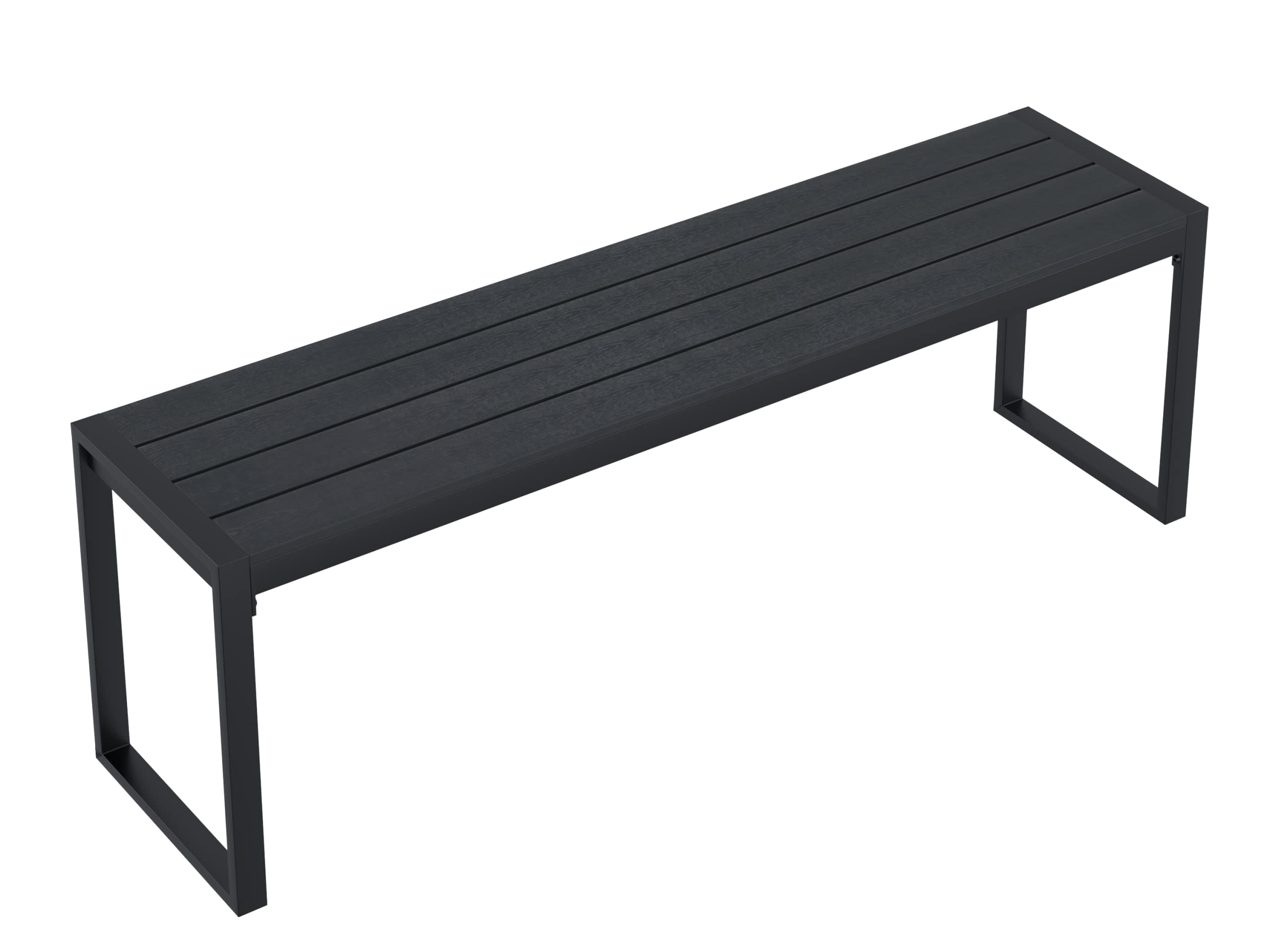 VICLLAX 3-Person Outdoor Bench 53" Long Garden Bench Metal Frame Backless Porch Patio Bench, Black