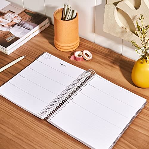 7" x 9" Platinum Coiled Dated Weekly Focused Planner (July 2023 - June 2024) - Mustard Mosaic Vegan Leather Cover, Dated 12-Month, Weekly & Monthly Agenda by Erin Condren