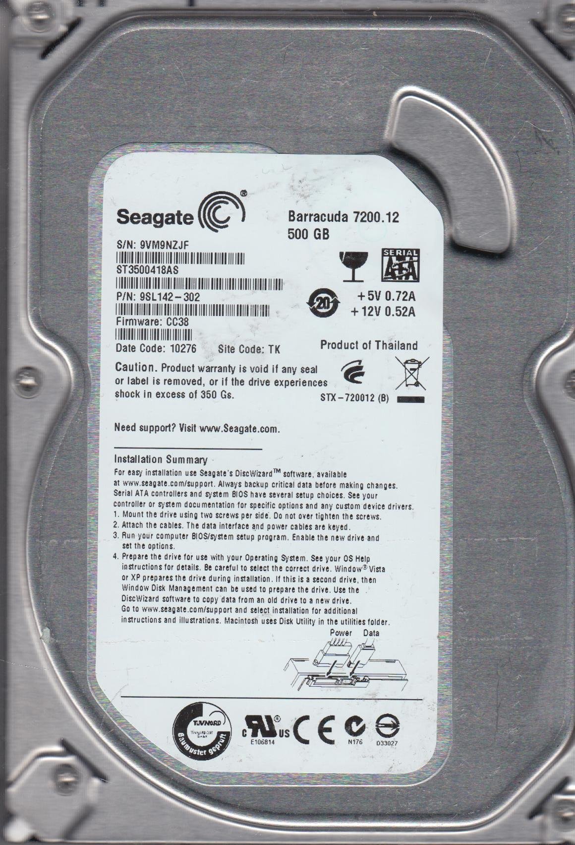 Seagate ST3500418AS 500GB 7200K SATA Hard Drive (Renewed)