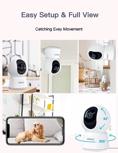 ARENTI 5ghz WiFi Security Camera Indoor, 4MP Plug-in Pet Dog Camera with Phone App, Baby Home Cam 2.4G/5G Dual-Band, AI Motion Detection, Auto Tracking, 2-Way Talk, Night Vision, Works with Alexa