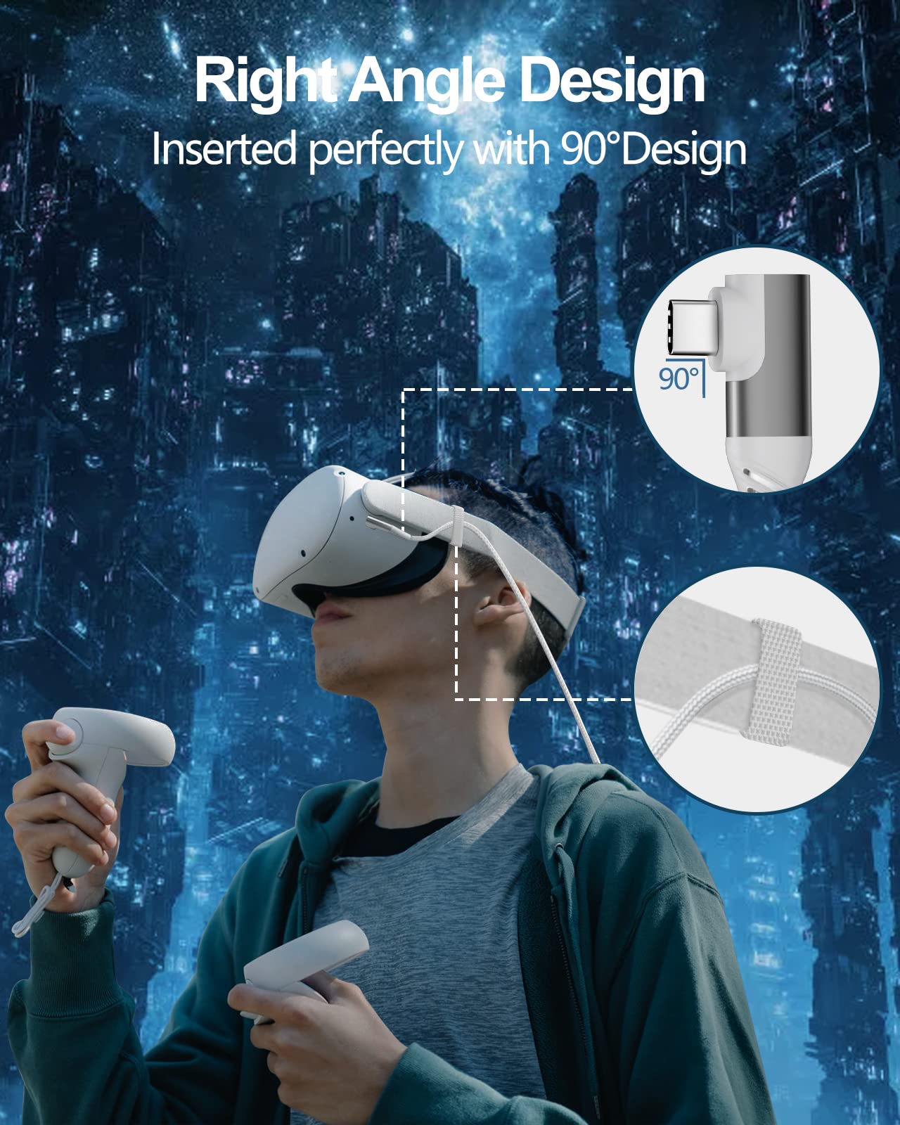 Deegotech Link Cable 16FT Compatible with Oculus Quest 2/Quest Pro, Durable Nylon Braided USB 3.0 to USB C Cable, 5Gbps Data Transfer & Fast Charging for VR Headset, Gaming PC Steam, White(5m)