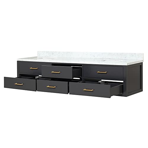 Bell+Modern Tuckerton 84 in W x 22 in D Black Double Bath Vanity and Carrara Marble Top