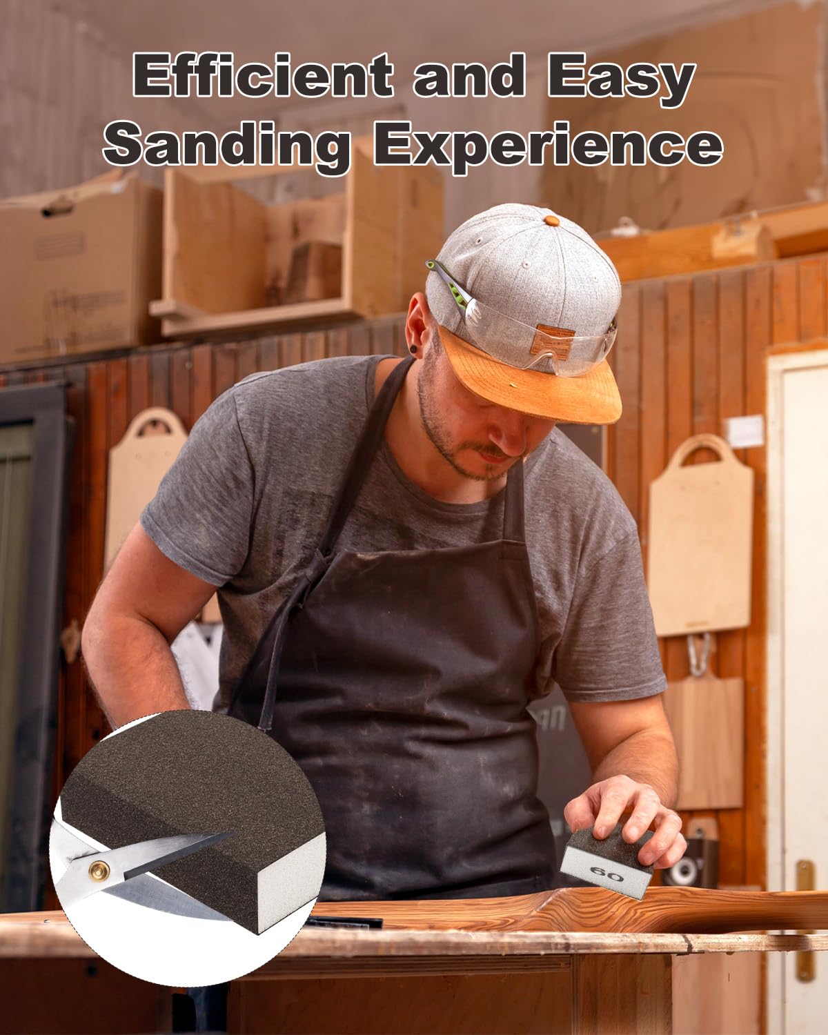 Rocaris 60 Pack Sanding Blocks, Washable and Reusable Sanding Sponge Fine Coarse for Wood and Drywall 60, 80, 100, 120, 180, 220 Grit