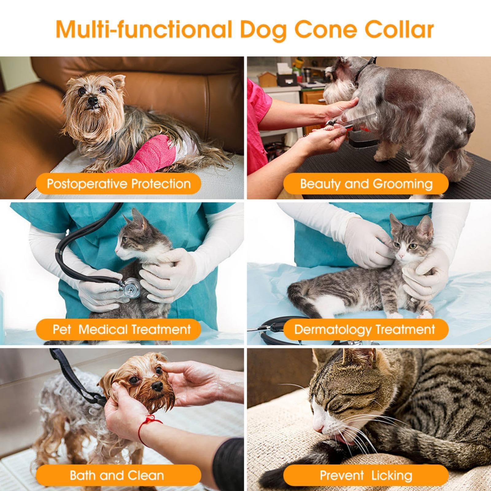 Fezep 3 PCS Dog Cone Collar, Soft Pet Recovery Collars for Dogs and Cats Surgery, Adjustable Plastic Dog Neck Cone Stop Licking Wound, Elizabeth E-Collar Prevent Biting(3 PCS)