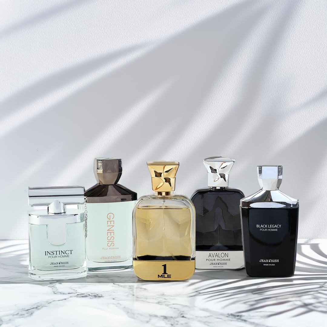 Jean Rish 1 Mile Pour Homme Eau De Toilette - Perfume for Men (3.4 Fl Oz / 100ml) with Blood Mandarin, Mint & Amber Notes - Long Lasting and Luxury Fragrance