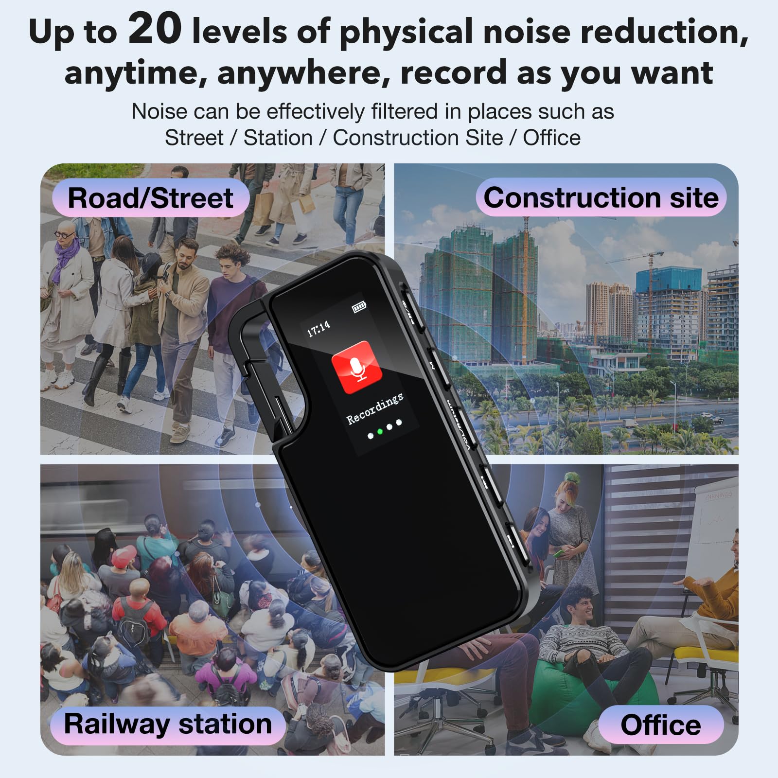 72GB Digital Voice Recorder, 3072KBPS Voice Activated Recorder with Playback 30H Battery Time Tape Recorder with Noise Reduction, Record Device for Lectures Meetings