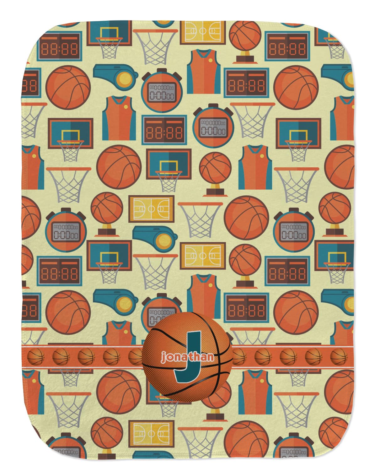 Personalized Basketball Burp Cloth - Fleece w/Name or Text
