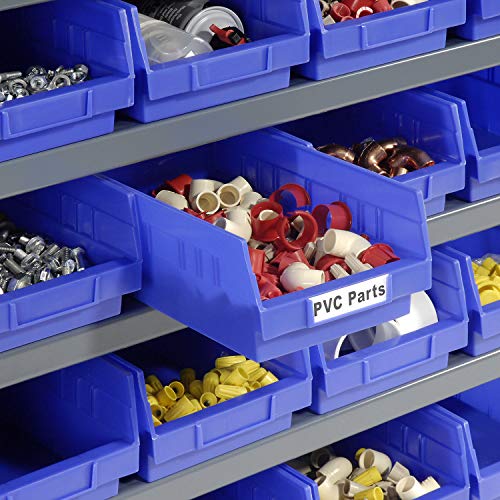 Global Industrial 7 Shelf Steel Shelving with (30) 4" H Plastic Shelf Bins, Blue, 36x12x39