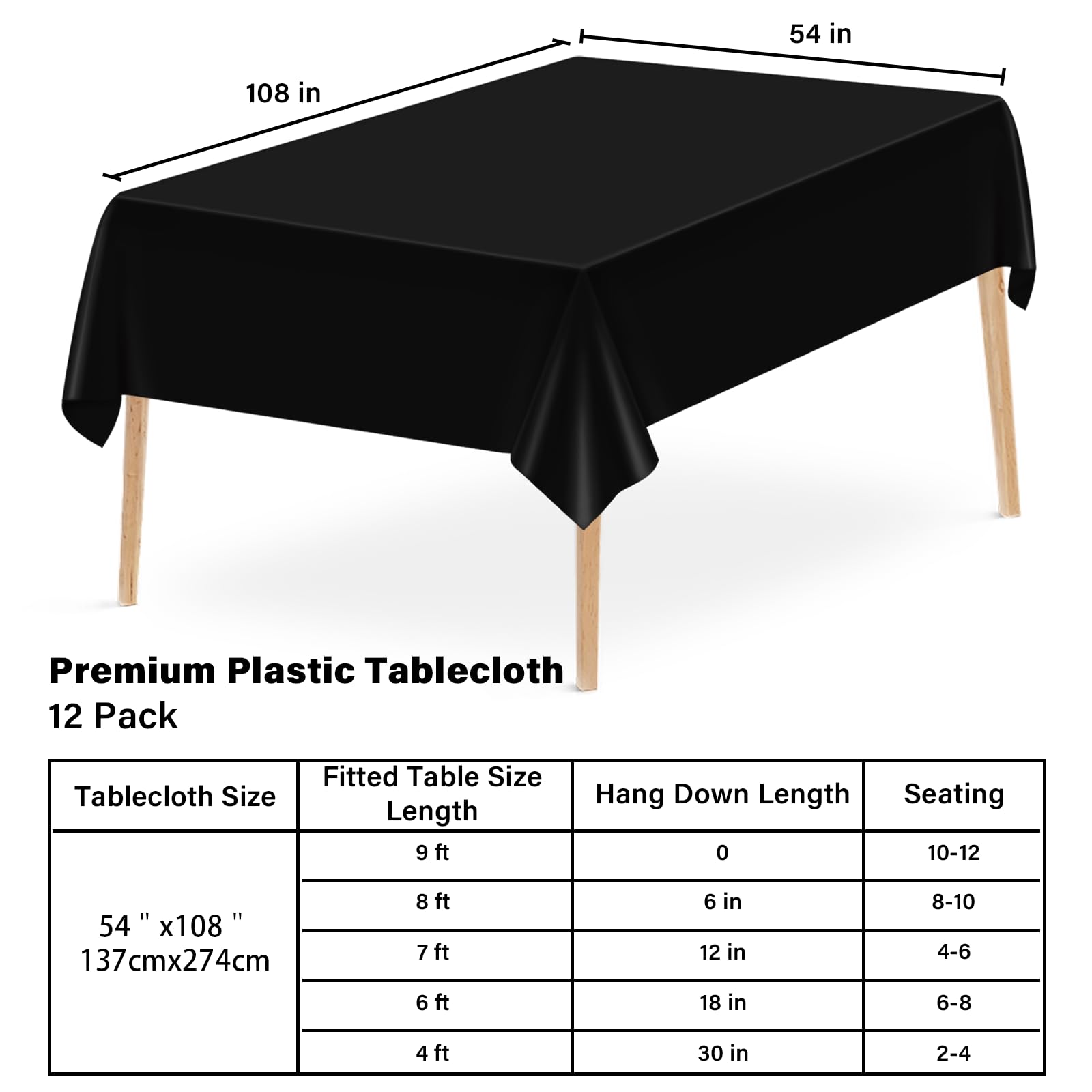 48 Pcs White Plastic Tablecloth 84 Inches Round White Tablecloth Disposable Plastic Waterproof Table Cover for Outdoor Picnic, Kitchen, Holiday Birthday Party