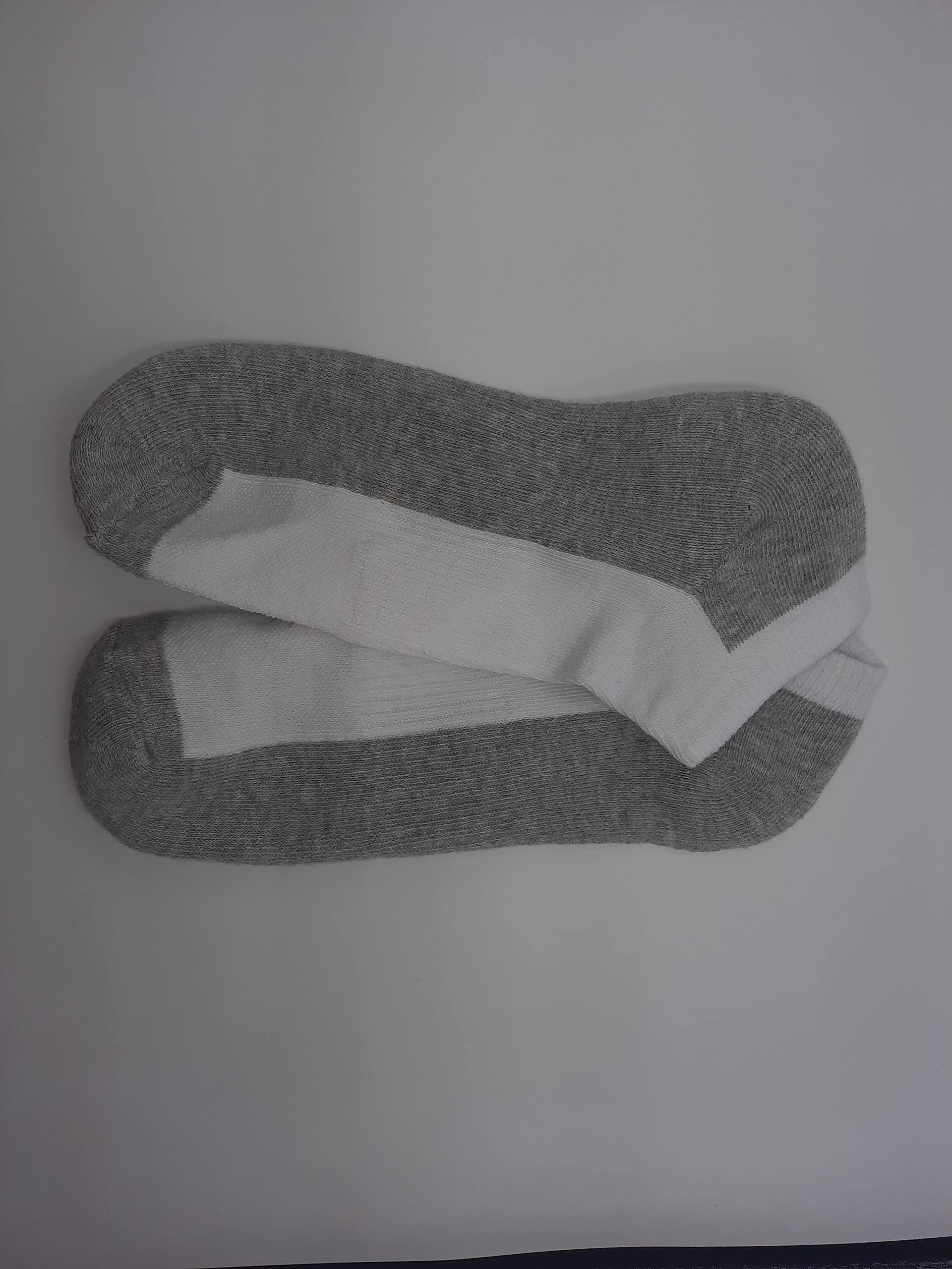 ACTIONX Ankle Socks for Men - White and Grey - Men's Low Cut Socks - One pair per package. Comfort in a Bag! Mens Size 6-12.