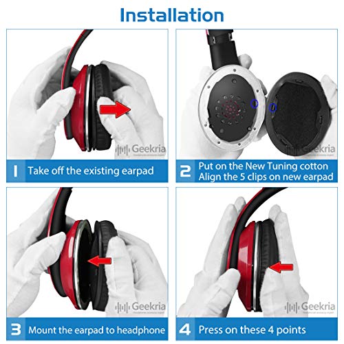 Geekria QuickFit Protein Leather Replacement Ear Pads for Monster B Studio 1.0 (1st Gen) Headphones Earpads, Headset Ear Cushion Repair Parts (Black)