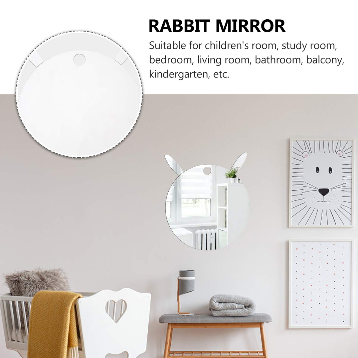 Adhesive Mirrors Wall Mirror Mirror Wall Stickers Acrylic Wall Decals Decoration Removable Rabbit Sign for Room Bathroom Living Room(Small Rabbit) Wall Mirror