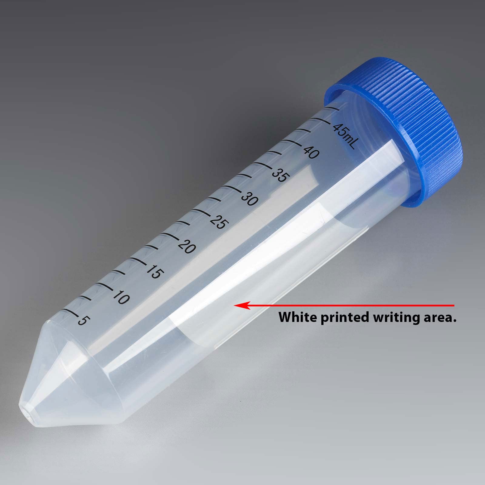 Globe Scientific 6289 Polypropylene Centrifuge Tube with Attached Blue Flat Top Screw Cap, Sterile, Printed Graduation, Rack Pack, 50mL Capacity (Case of 500)