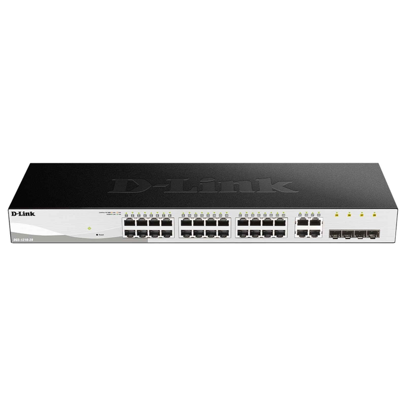 D-Link 28-Port Gigabit Smart Managed Switch | 24 GbE + 4 SFP Combo Ports | L2+ | VLANs | Cable Diagnostics | Web UI | Rackmount | Fanless | NDAA Compliant | Lifetime Warranty (DGS-1210-28)