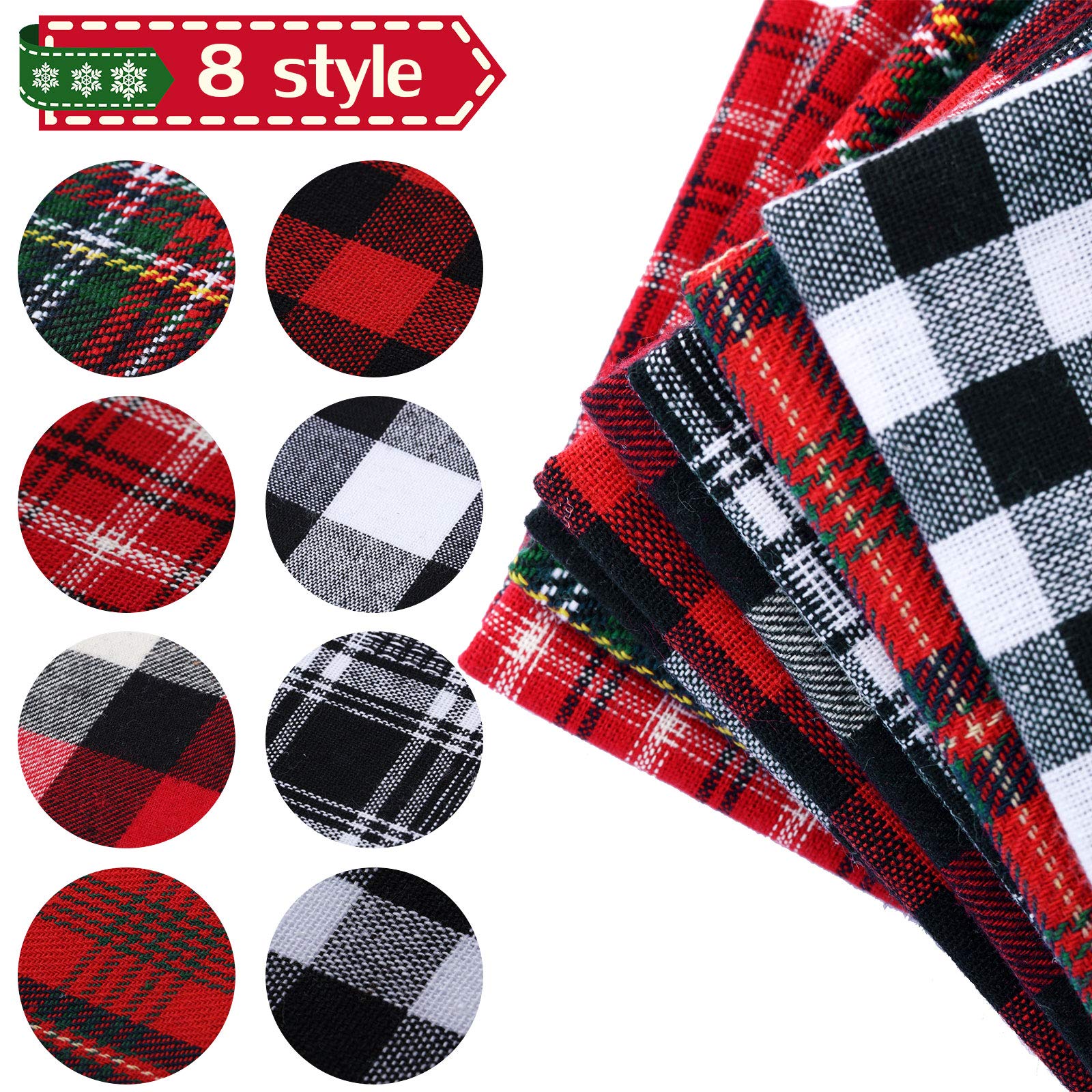 48 Pieces Christmas Buffalo Plaid Tartan Fabric Plaid Fabric Lodge Charm Pack for DIY Christmas Sewing Scrapbooking Quilting (5.9 x 5.9 Inch)