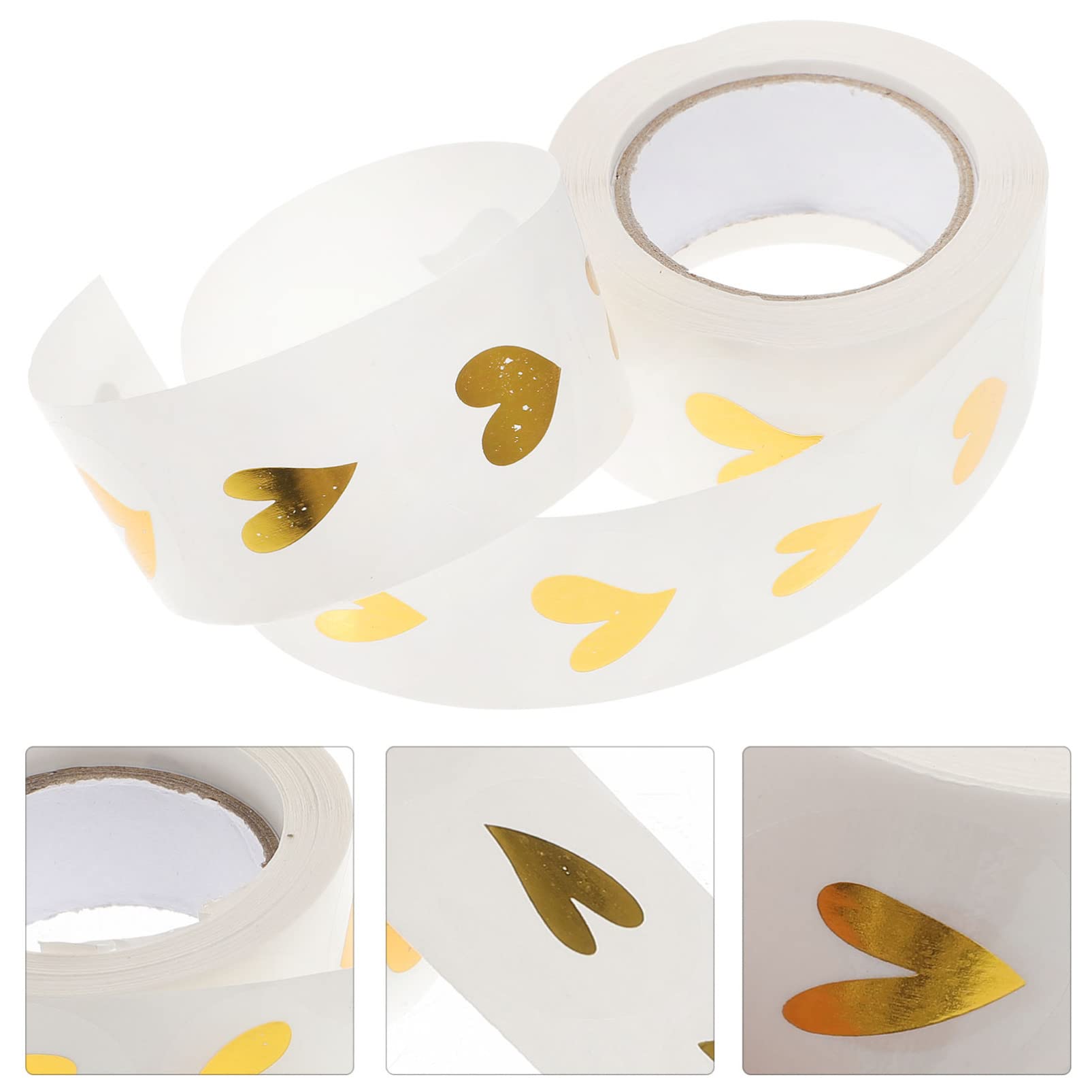 Abaodam Heart Envelope Stickers 1000Pcs Heart Labels Stickers Love Sticker Roll for Valentines Day Wedding Anniversaries Invitation Water Bottle Packaging