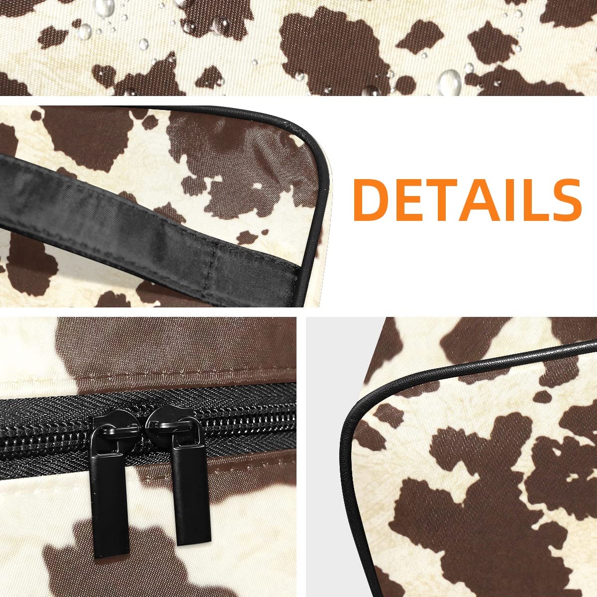 Women Large Professional Travel Makeup Bag Pouch with Big Cow Fur Print Pattern Print,Portable Train Cosmetic Case Organizer for Cosmetics Makeup Brushes Toiletry Jewelry Digital Accessories